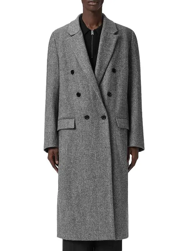 ALLSAINTS Ezra Wool Overcoat - Black/white