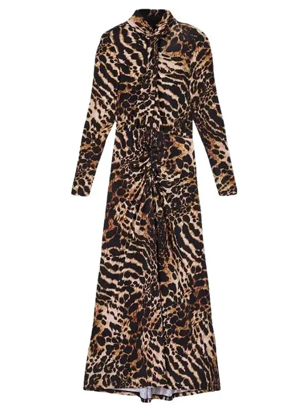 ALLSAINTS Mina Leopard Print Dress - Pardus Honey Brown