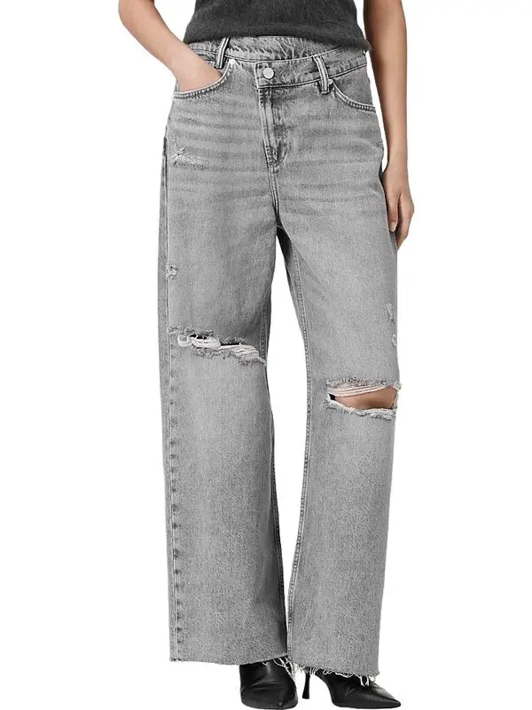 ALLSAINTS Aki Crossover High-rise Jeans - Destroy Grey