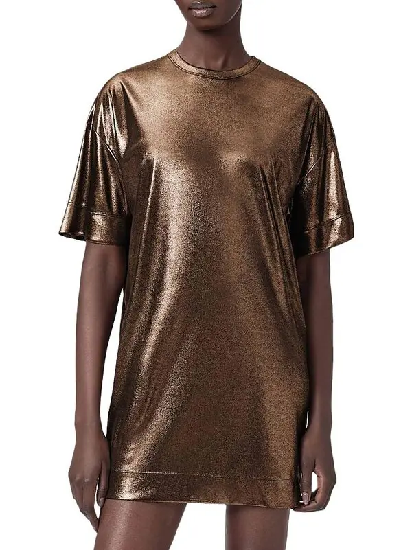 ALLSAINTS Sparkle Tee Dress - Bronze Gold