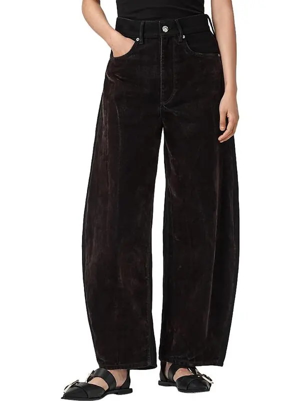 ALLSAINTS Helena Flocked High-rise Jeans - Cocoa Brown