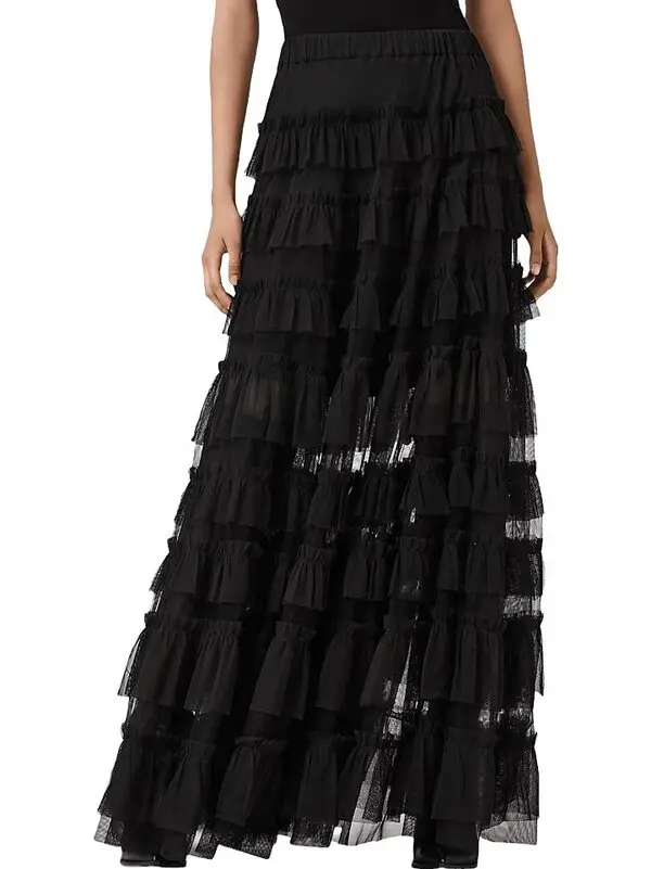 ALLSAINTS Aude Ruffle Skirt - Black