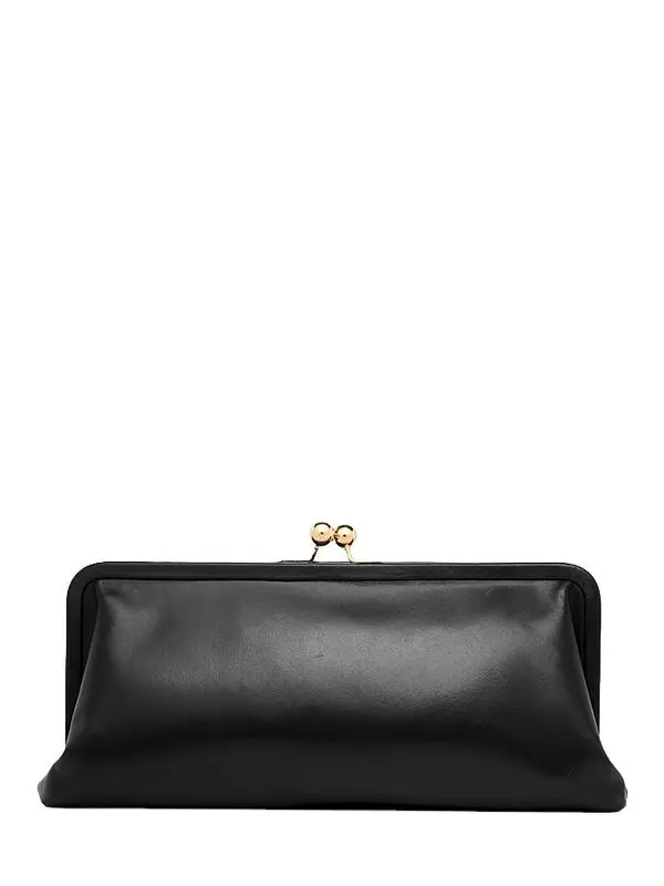 Aqua Leather Coin Purse Clutch - Black