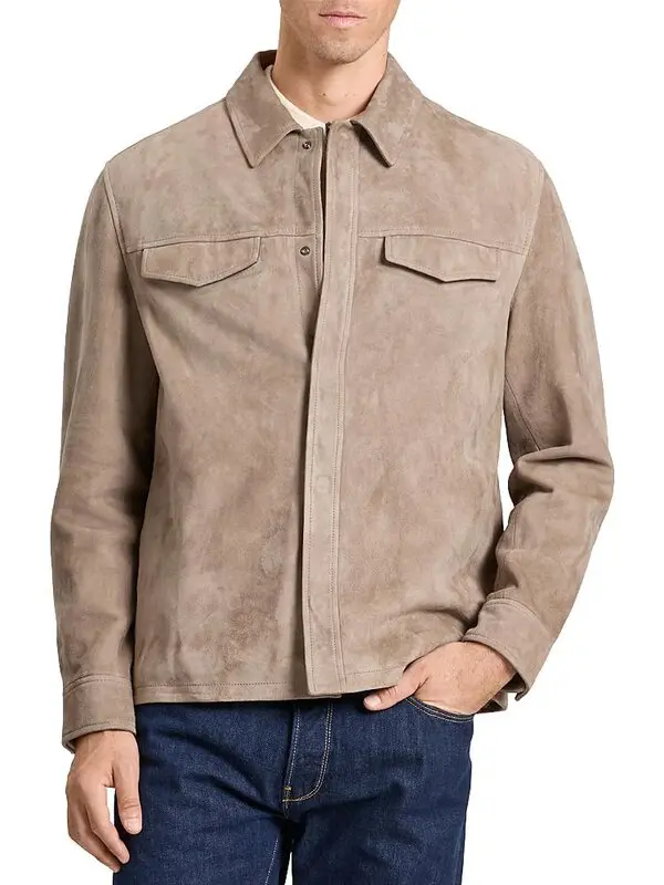 Ted Baker London Wilbur Suede Shirt Jacket - Taupe