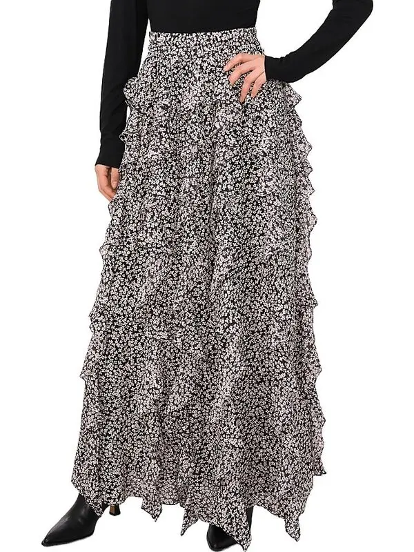 1.State Corkscrew Ruffled Maxi Skirt - Rich Black
