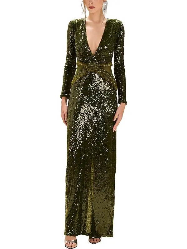 PatBO Bossa Sequined Gown - Green