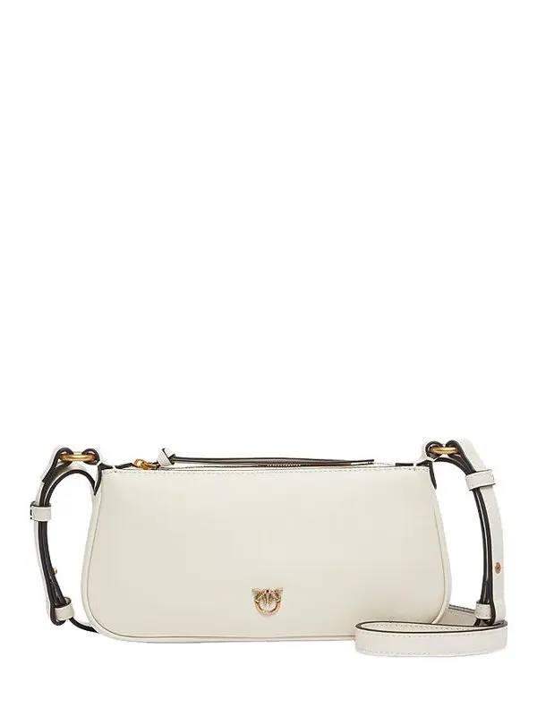Pinko Leather Half Moon Baguette Shoulder Bag - White