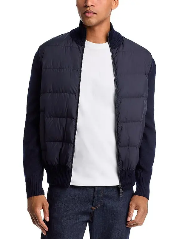 Moncler Knit Cardigan Down Jacket - Navy