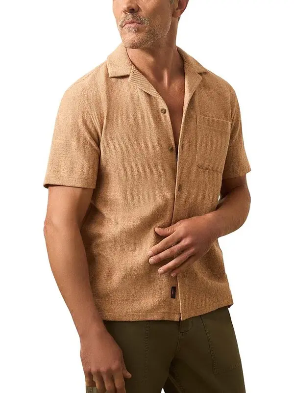 Faherty Brand Oasis Textured Camp Shirt - Rust Orange