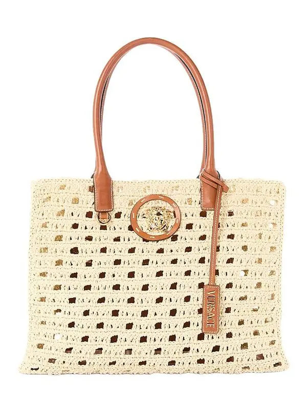Versace La Medusa Crocheted Tote - Natural