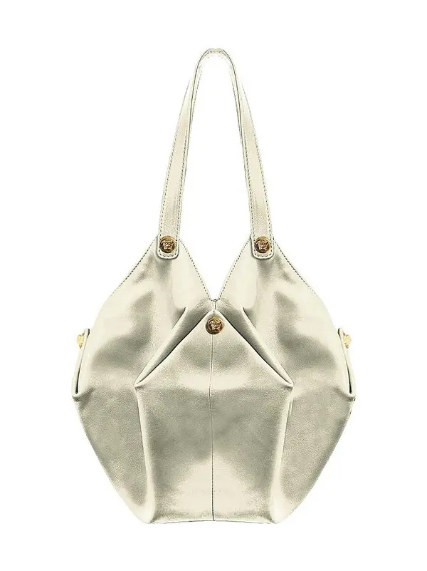 Versace Protea Leather Shoulder Bag - Cream