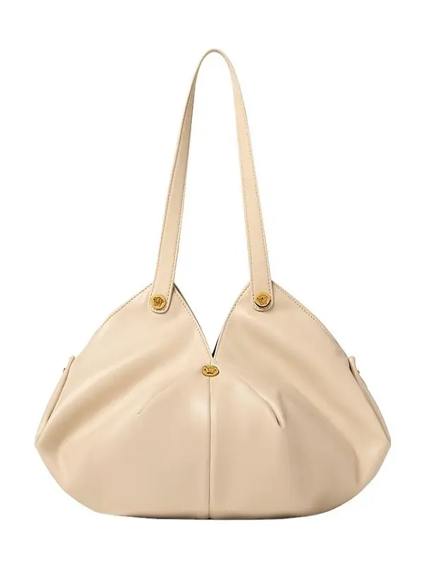Versace Protea Leather Shoulder Bag - Cream