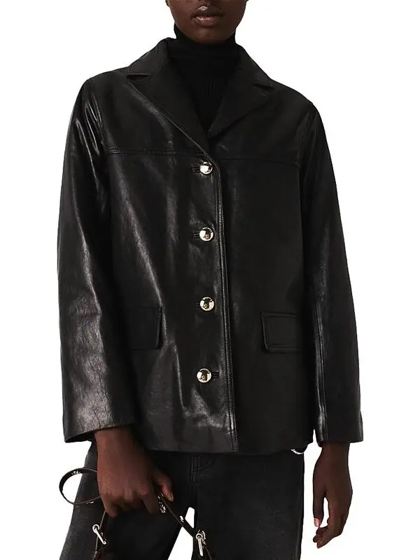 Maje Voya Leather Jacket - Black