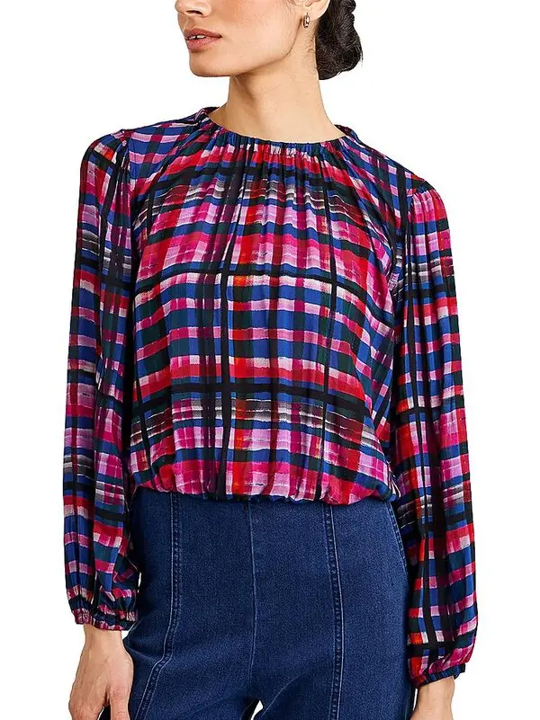Bella Dahl Shirred Top - Winter Plaid