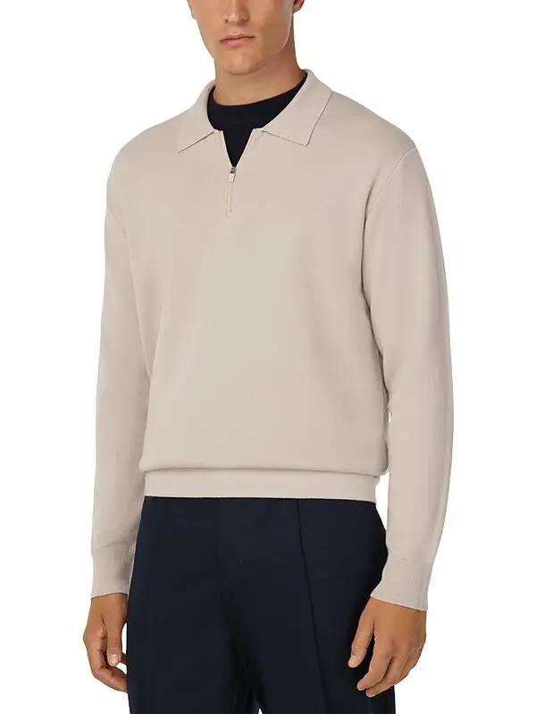 Boggi Milano Superfine Merino Wool Knitted Polo Shirt Exclusive - Sand