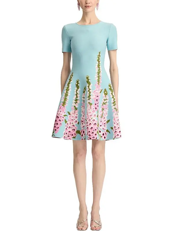Oscar De La Renta Allium Jacquard Dress - Lilac/sky