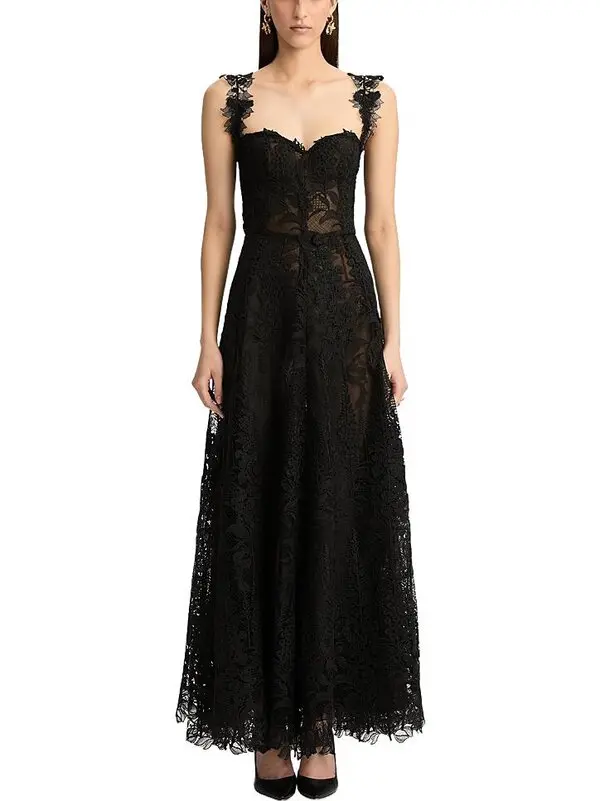 Oscar De La Renta Foxglove Lace Dress - Black