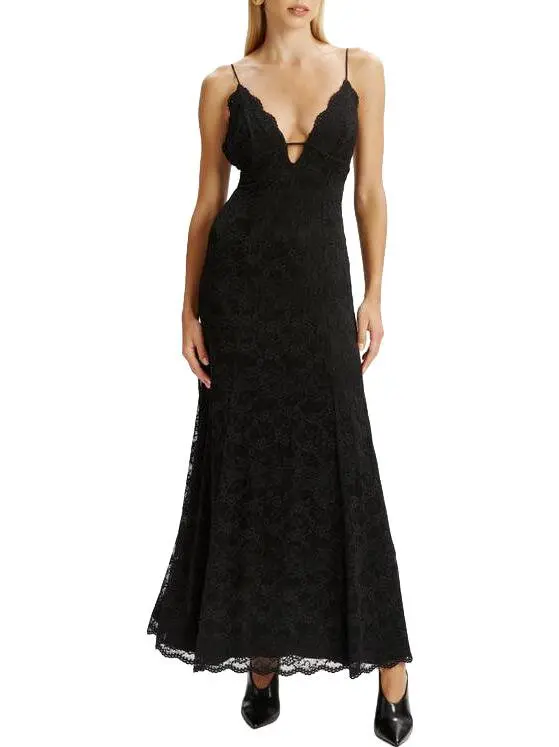 Bardot Sabrine Lace Maxi Dress - Acid Black