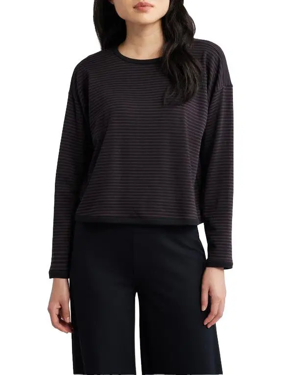 Eileen Fisher Stripe Long-sleeve Top - Cassis