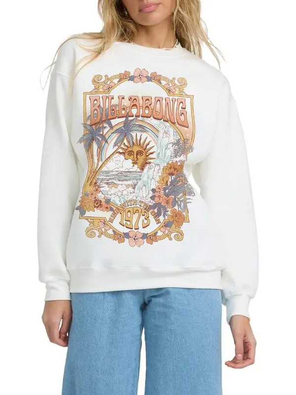 BILLABONG Fleece Crewneck Graphic Sweatshirt - Stencil Wash