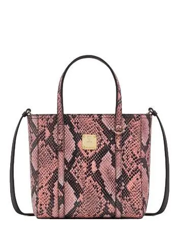 Mcm Toni Top-zip Shopper In Python Print Coronet - Blush Pink