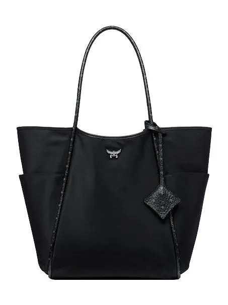 Mcm Econyl® And Leather Shopper With Charm - Black