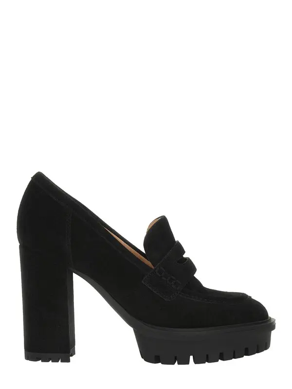 GIANVITO ROSSI Suede Moccasin With Platform And Chunky Heel - Black - Suede Leather
