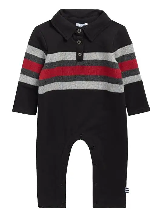 Splendid Stripe Polo Romper - Black
