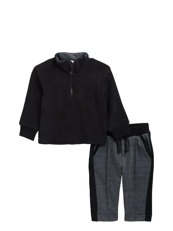 Splendid Fleece Pullover And Herringbone Pants Set - Black