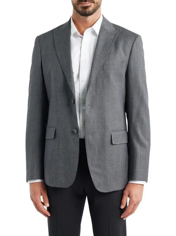 DANIEL HECHTER Wool Blend Herringbone Sport Coat - Grey