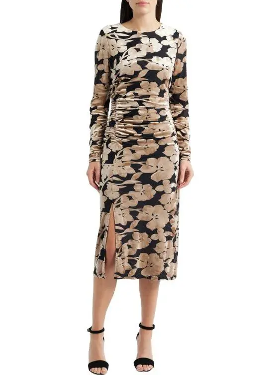 Sam Edelman Floral Velvet Burnout Midi Dress - Platinum