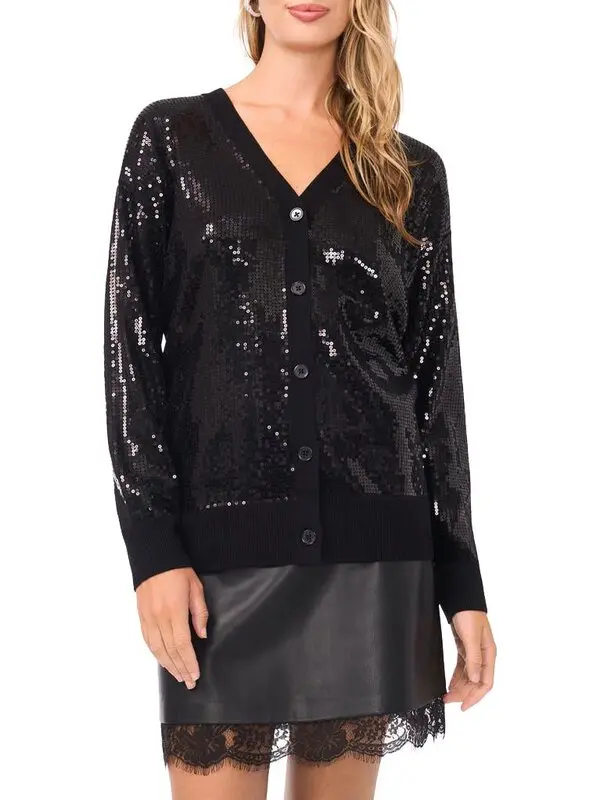 Vince Camuto Sequin Cardigan - Rich Black