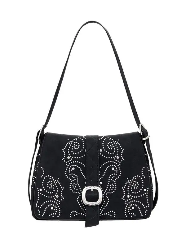 Desigual Studded Faux Leather Crossbody Bag - Black