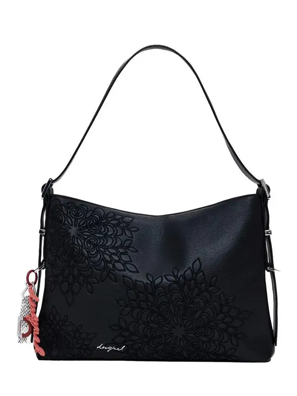 Desigual Floral Embroidered Shoulder Bag - Black