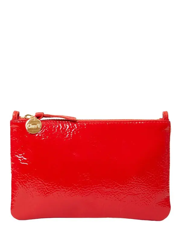 Clare V. Leather Clutch With Top Tabs - Red
