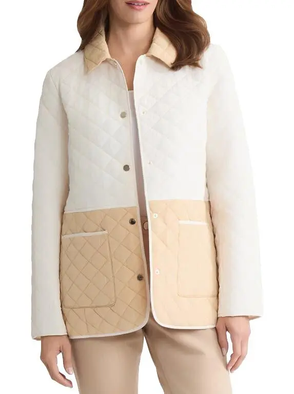Jones New York Quilted Barn Jacket - Jones White/cafe Au Lait