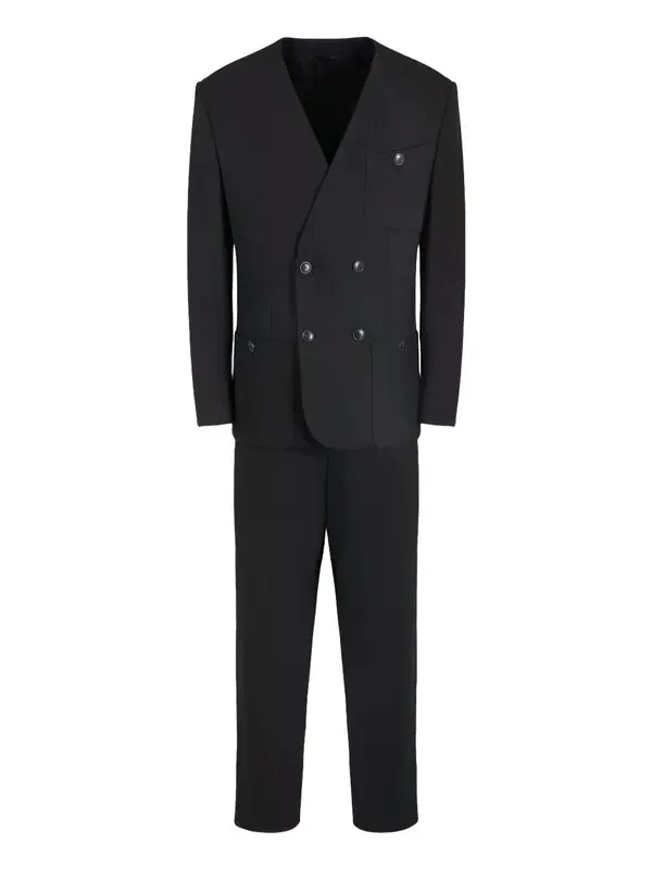 Giorgio Armani Lapel-free Double-breasted Suit - Black