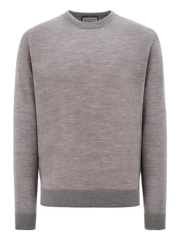 Canali Nuvola Mélange Wool Crew Neck - Grey