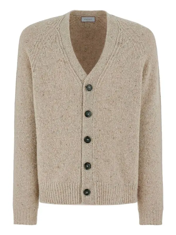 Canali Wool-viscose Blend Cardigan - Beige