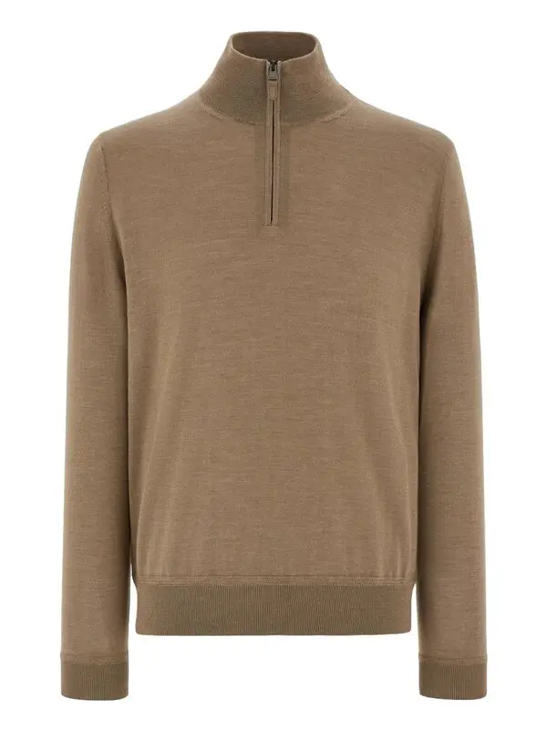 Canali Wool, Silk, And Cashmere Blend Mock-neck - Brown