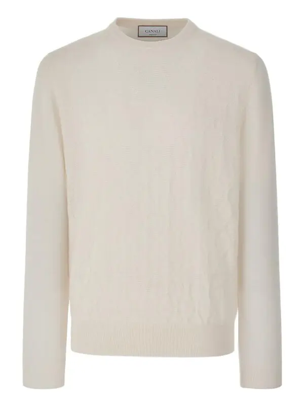 Canali Crewneck Merino Wool Pullover - White