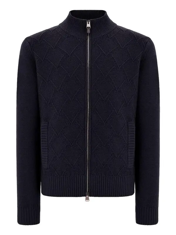 Canali Extra-fine Merino Wool Cardigan - Blue