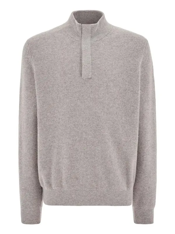 Canali Wool And Cashmere Mock Neck Sweater - Grey