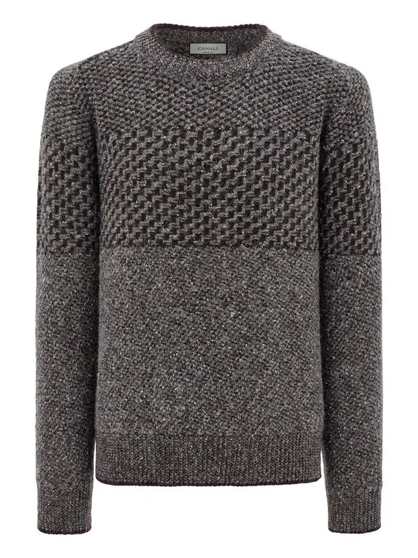 Canali Wool And Alpaca Blend Crew Neck Sweater - Brown