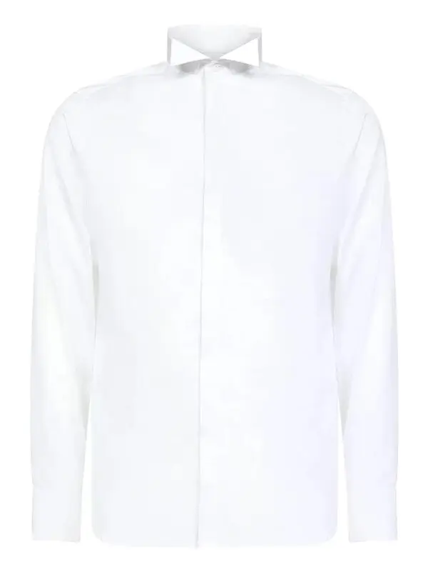 D4.0 Button Placket Wing Collar Shirt - White