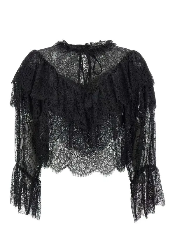 Rixo Faryn Ruffled Lace Blouse - Black