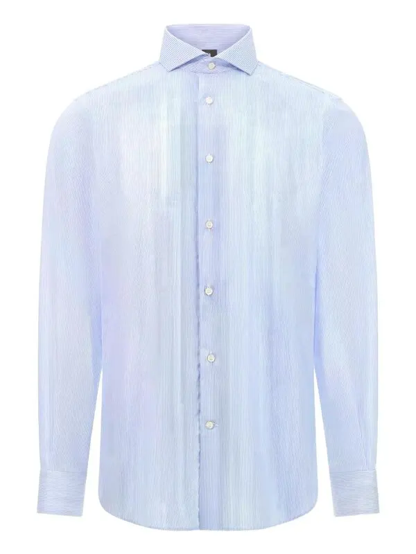 Boggi Milano Striped Cutaway-collar Shirt - Blue
