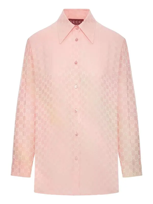 Gucci Gg-jacquard Silk Shirt - Pink