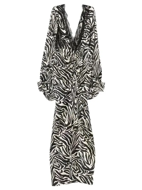 MIAU BY CLARA ROTESCU Rios Zebra Print Dress - White