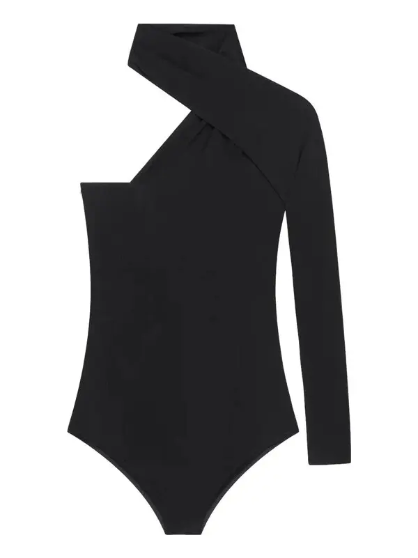 COURREGES One-shoulder Twisted Bodysuit - Black